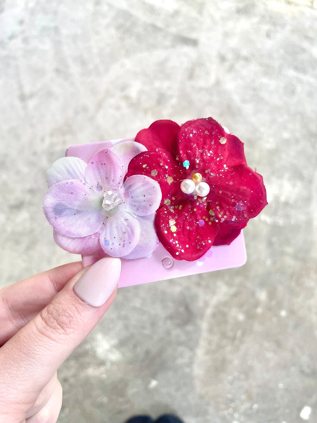 Sweet Valentine's Flower Hair Clips Duo/red, Pink, and White Floral ...