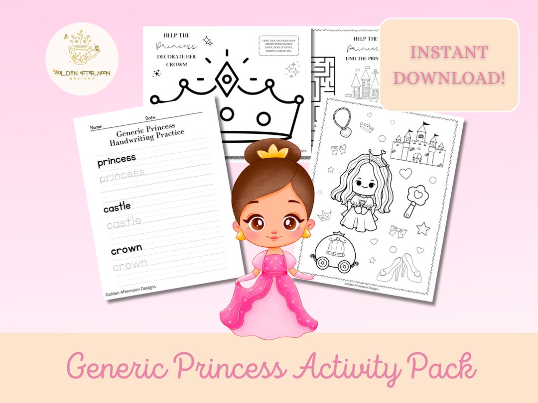 Princess Printable Activity Pack for Birthday Party Favors/fantasy ...
