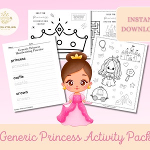 Princess Printable Activity Pack for Birthday Party Favors/fantasy ...