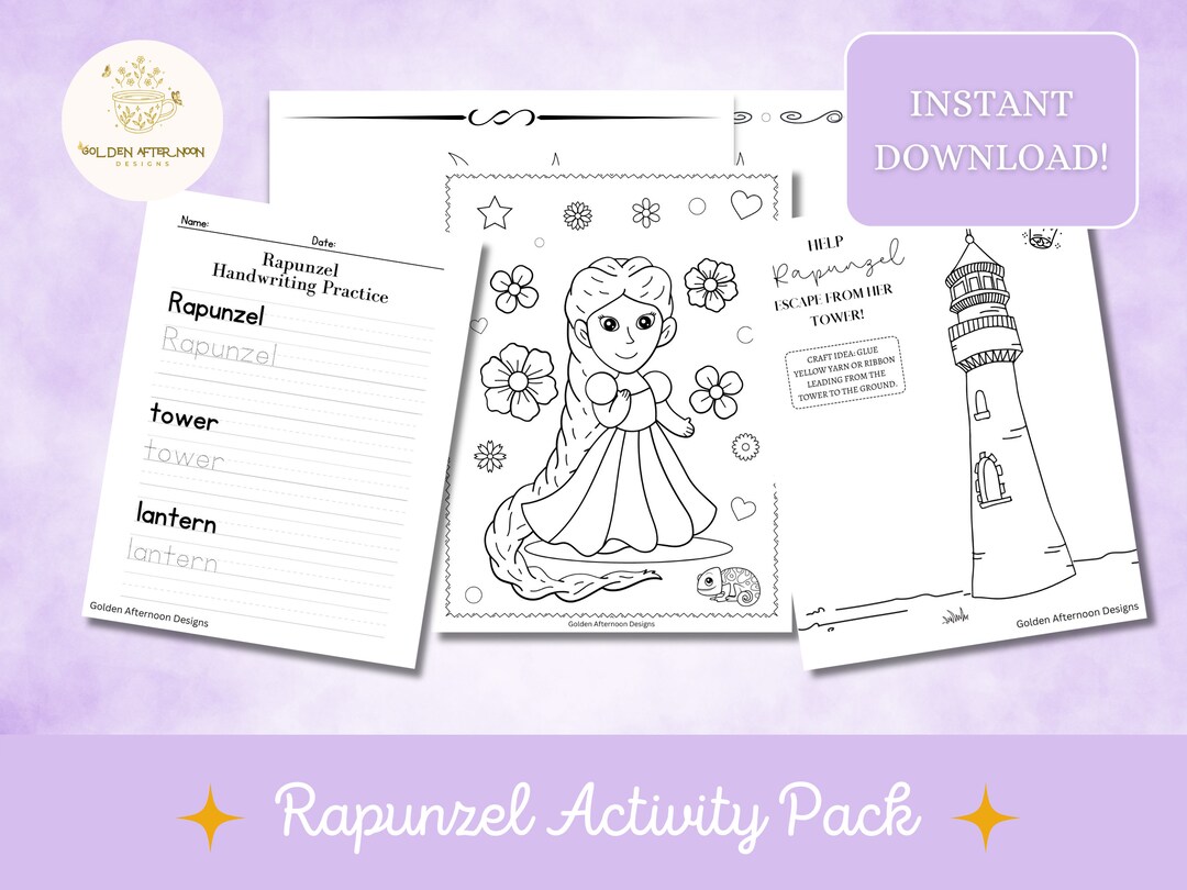 Rapunzel Activity Pack/printable Coloring Pages for Girl Boy Kids Gift ...