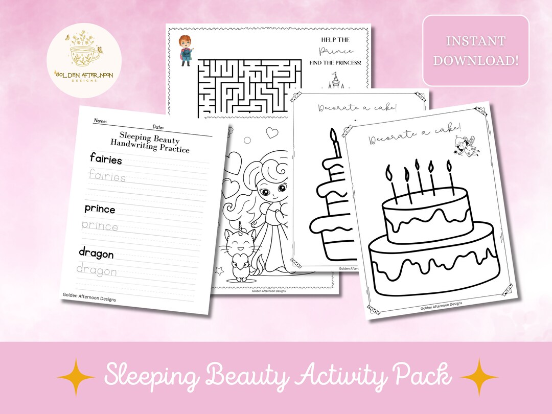 Sleeping Beauty's Enchanted Activity Pack/handwriting & Crafts Princess ...