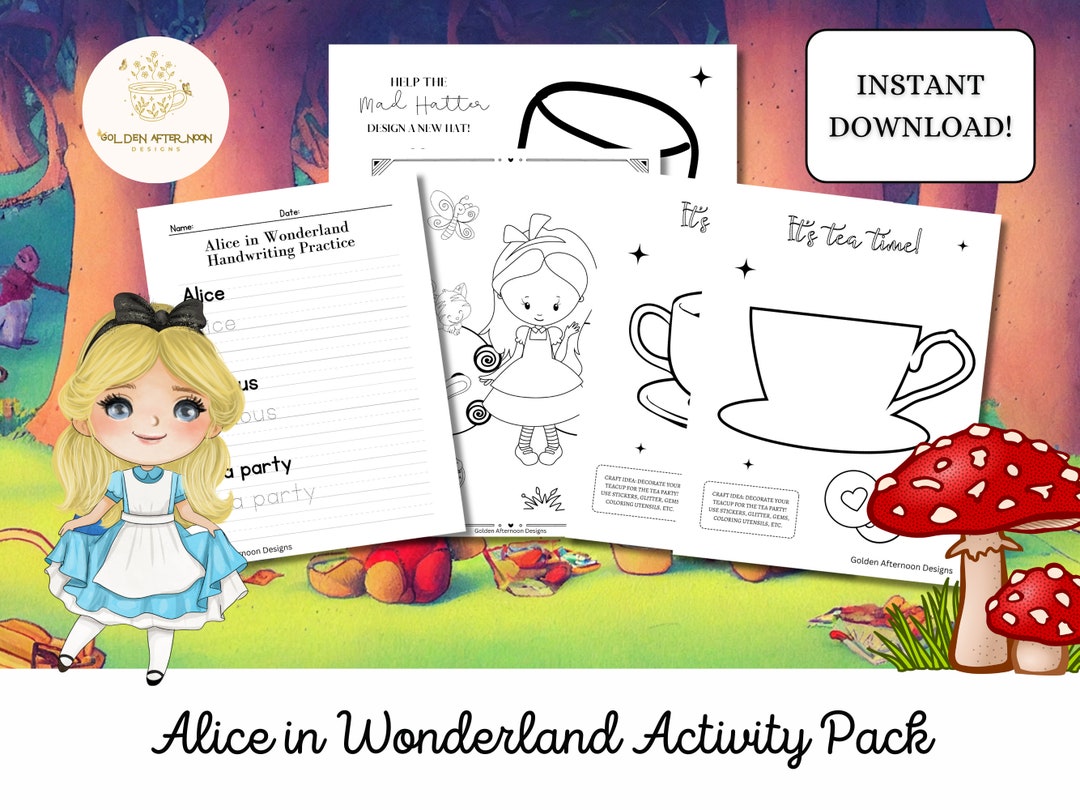 Alice in Wonderland Printable Activity Pack/handwriting & Craft ...