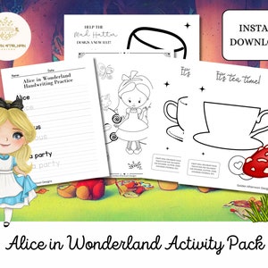 Alice in Wonderland Printable Activity Pack/handwriting & - Etsy