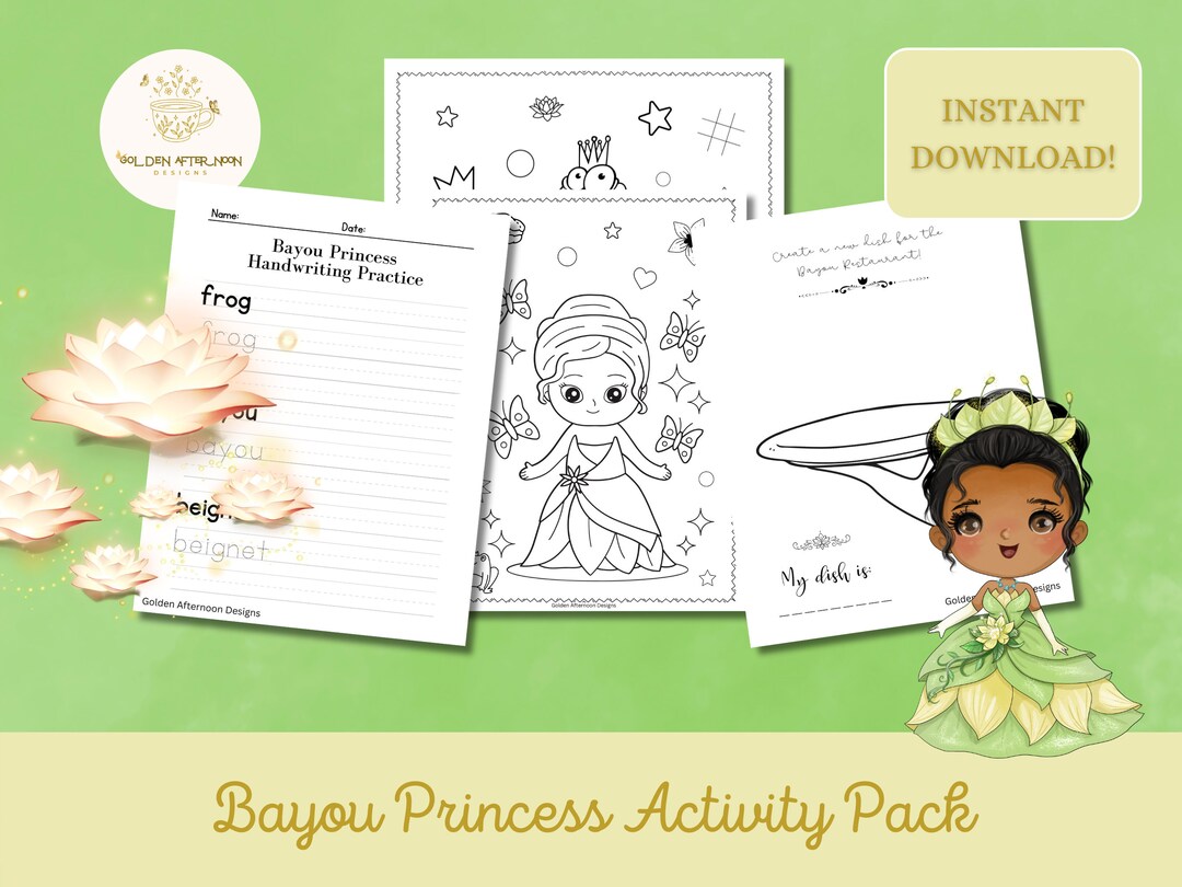 Tiana's Bayou Princess Activity Pack/handwriting Crafts Princess and ...