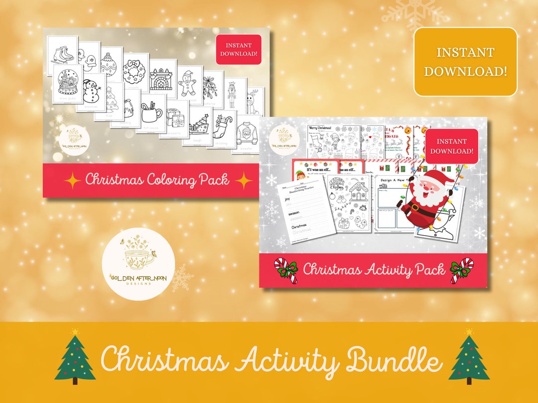 Christmas Worksheet Activity Bundle 32 Pages of Festive Fun for Kids ...