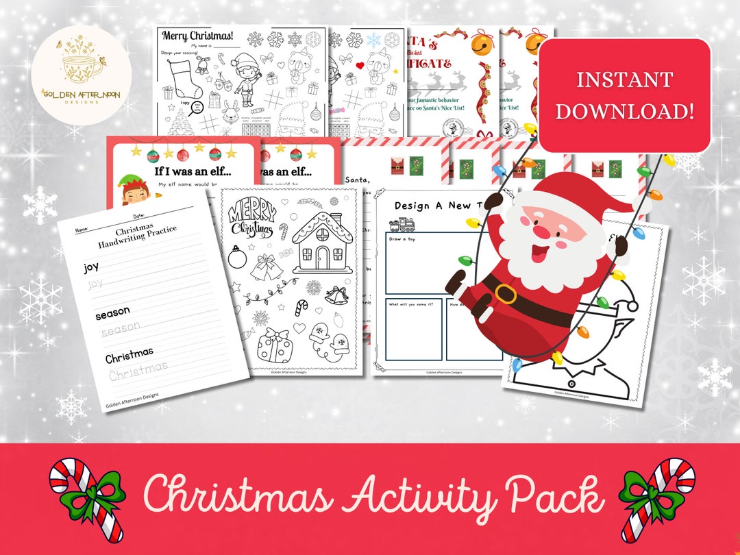 Christmas Activity Pack - 14 Worksheet Pages | Holiday Handwriting ...