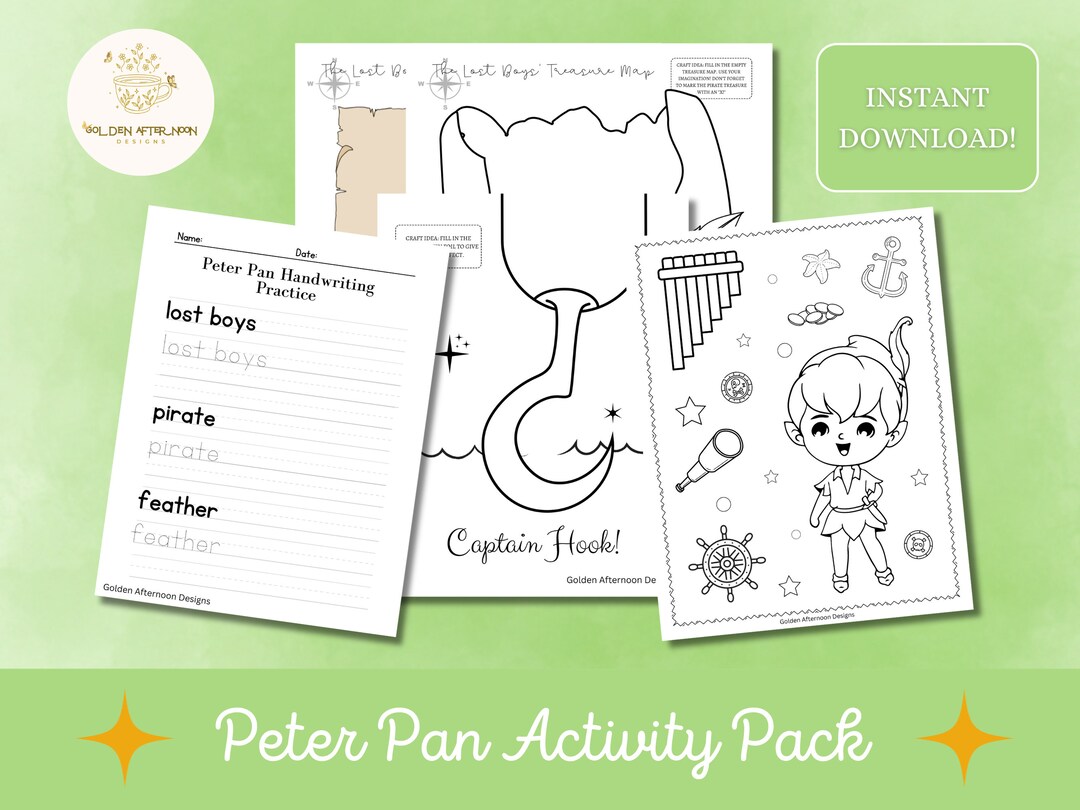Peter Pan Printable Activity Pack/for Little Boy Pirate Fantasy ...
