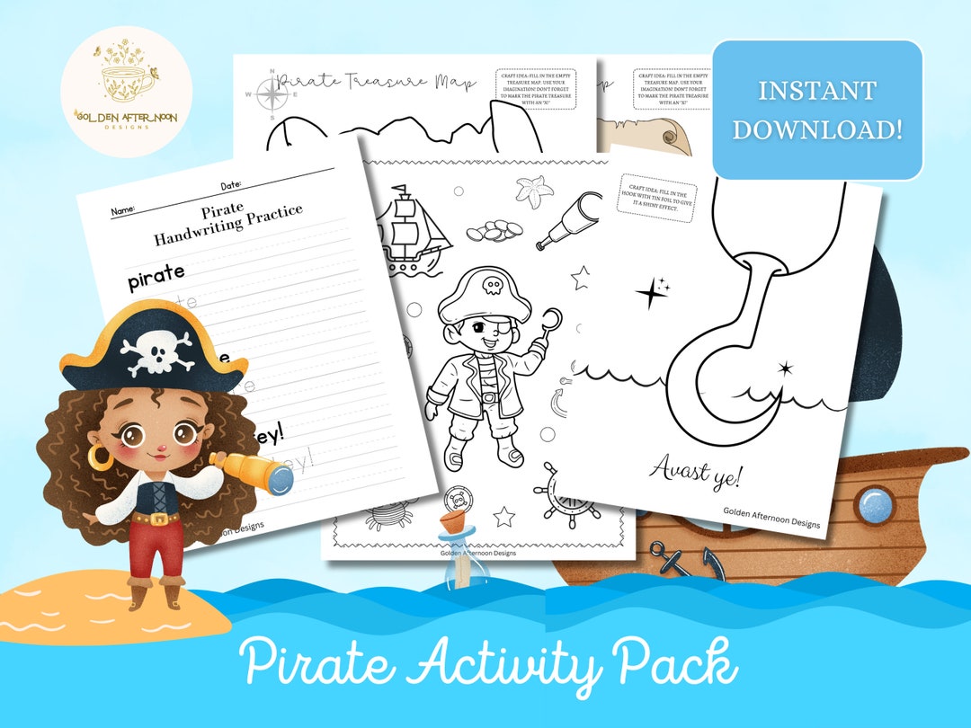 Pirate Adventure Printable Activity Pack/for Little Boy Girl Pirate ...