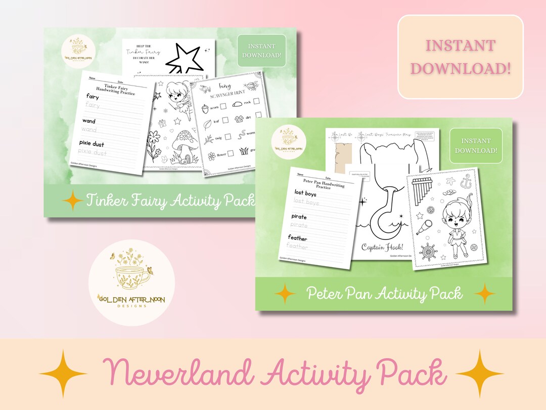 Neverland Printable Activity Pack Bundle/for Little Girl Boy Kids ...