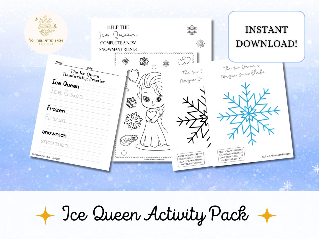 Ice Queen Elsa Frozen Printable Activity Pack/little Girl Birthday ...
