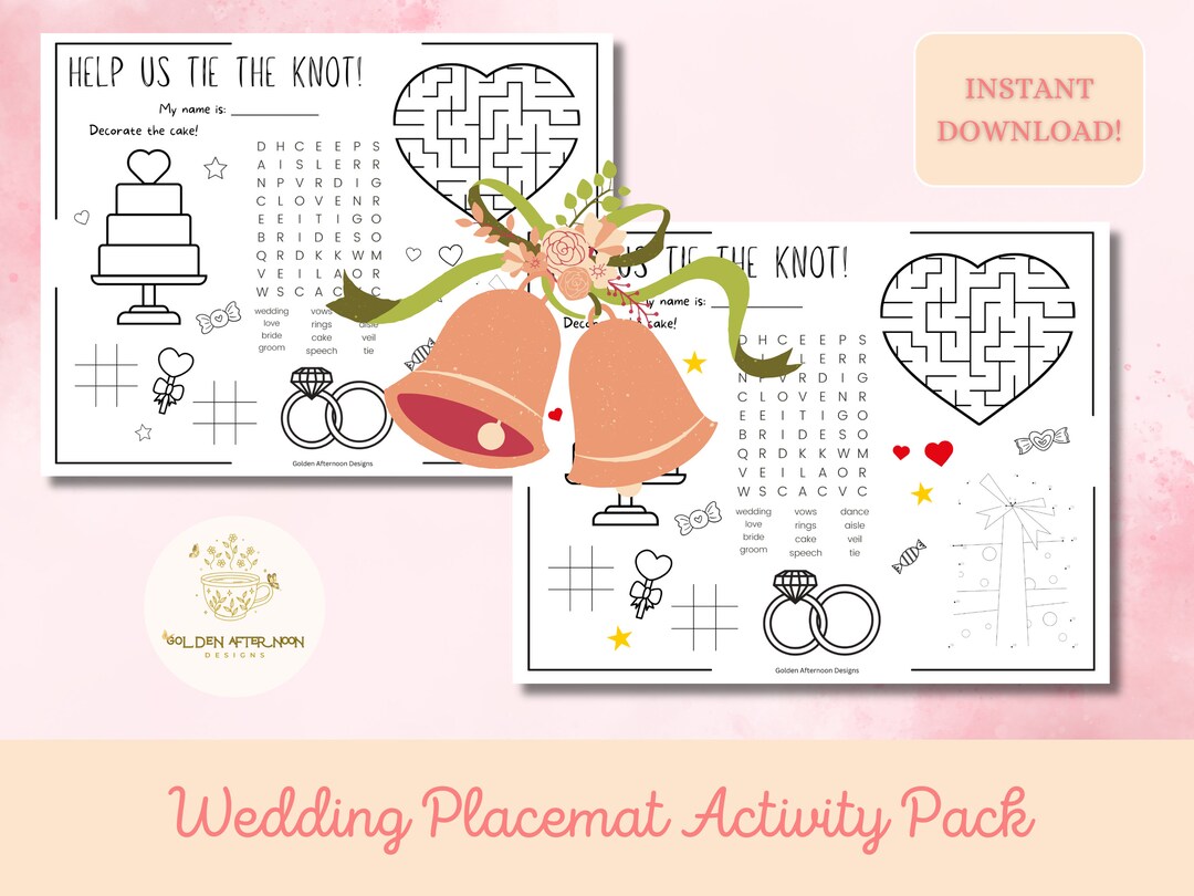 Wedding Coloring Placemat Activity Pack/printable Coloring Pages for ...