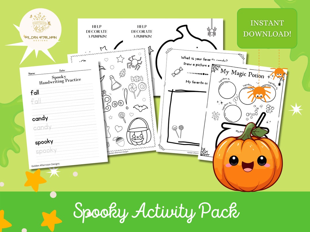 Spooky Activity Pack/printable Fall Halloween Coloring Pages for Girl ...