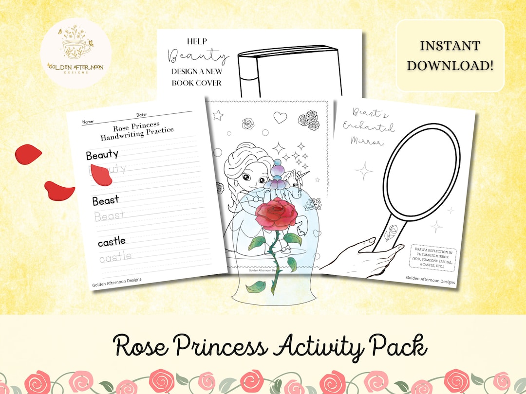 Belle Rose Princess Worksheet Activity Pack/disney Beauty and the Beast ...