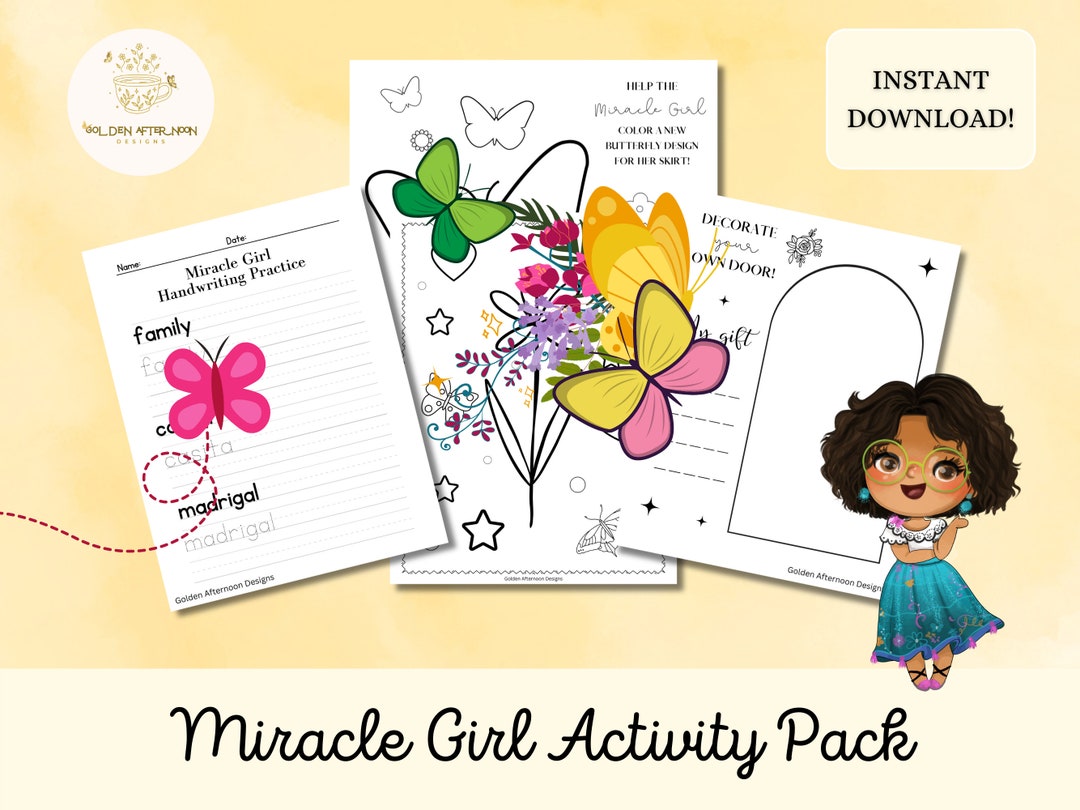 Miracle Girl Activity Worksheet Pack | Handwriting & Crafts Encanto ...