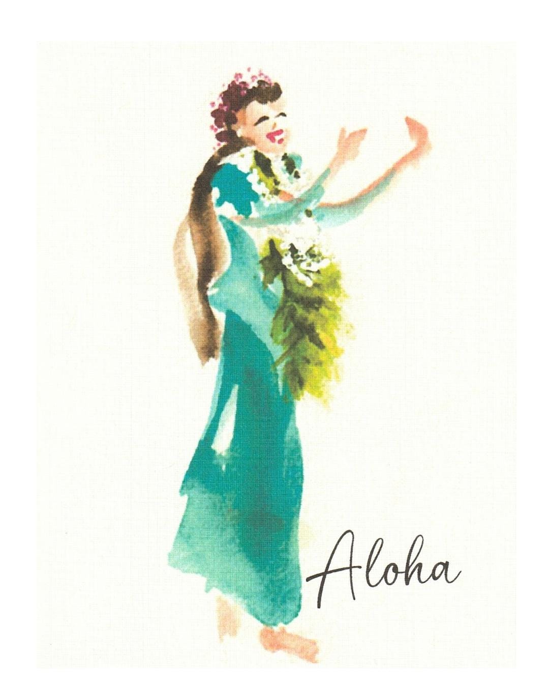 HULA! HULA! HULA! Hawaii Watercolor Cards. Choose Your Greeting: "aloha ...