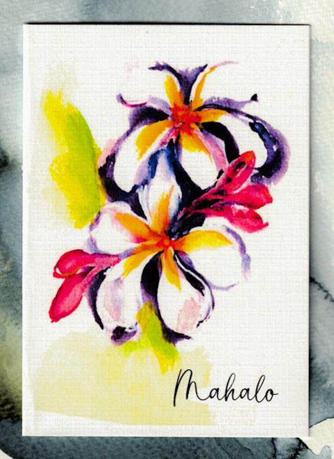 6 Bright Plumeria “thank You” or “mahalo” Hawaii Cards. 2 Different ...