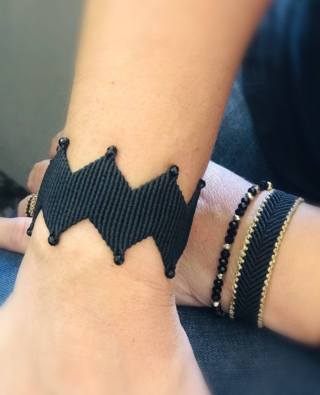 Pulsera en zig zag, pulsera de puño, pulsera ancha de macramé, para ...