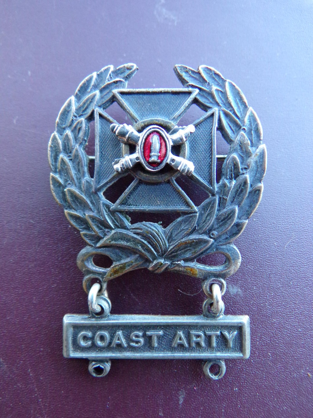 WWII US Army Coast Artillery Badge Insignia Medal Pin Uniform Lapel ...