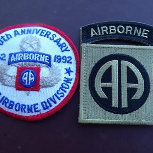 US Army 82nd Airborne Infantry Division TWO Patches Combat Velcro Paratrooper Uniform SSI ...