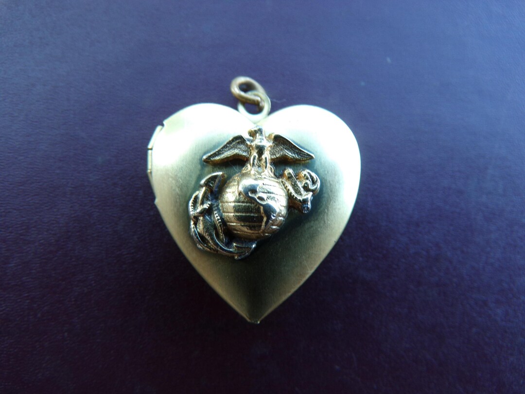 US Marine Corps Sweetheart EGA Picture Locket Necklace Bracelet USMC ...