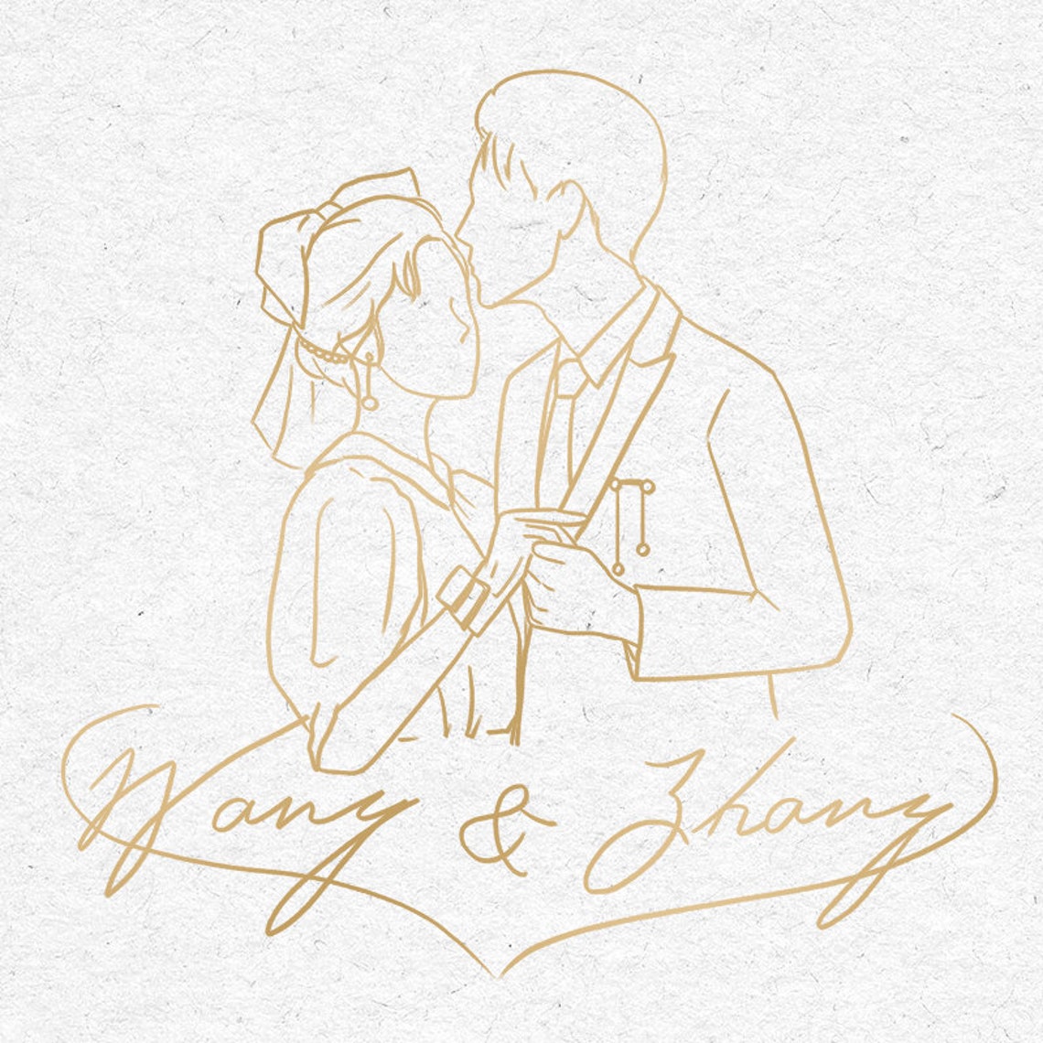 Digital Wedding Logo, Custom Line Portrait Drawing, Line Art, Wedding ...