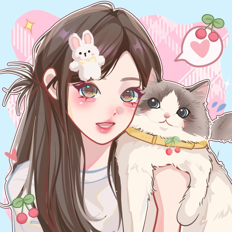 Digital Custom Couple Portrait, Cute Cartoon Anime Caricature, Family ...