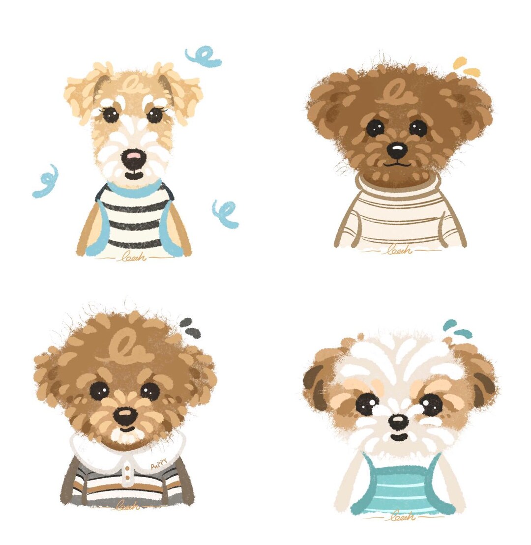 Custom Chibi Portraits Using Pet Photo Personalized Digital Dog ...