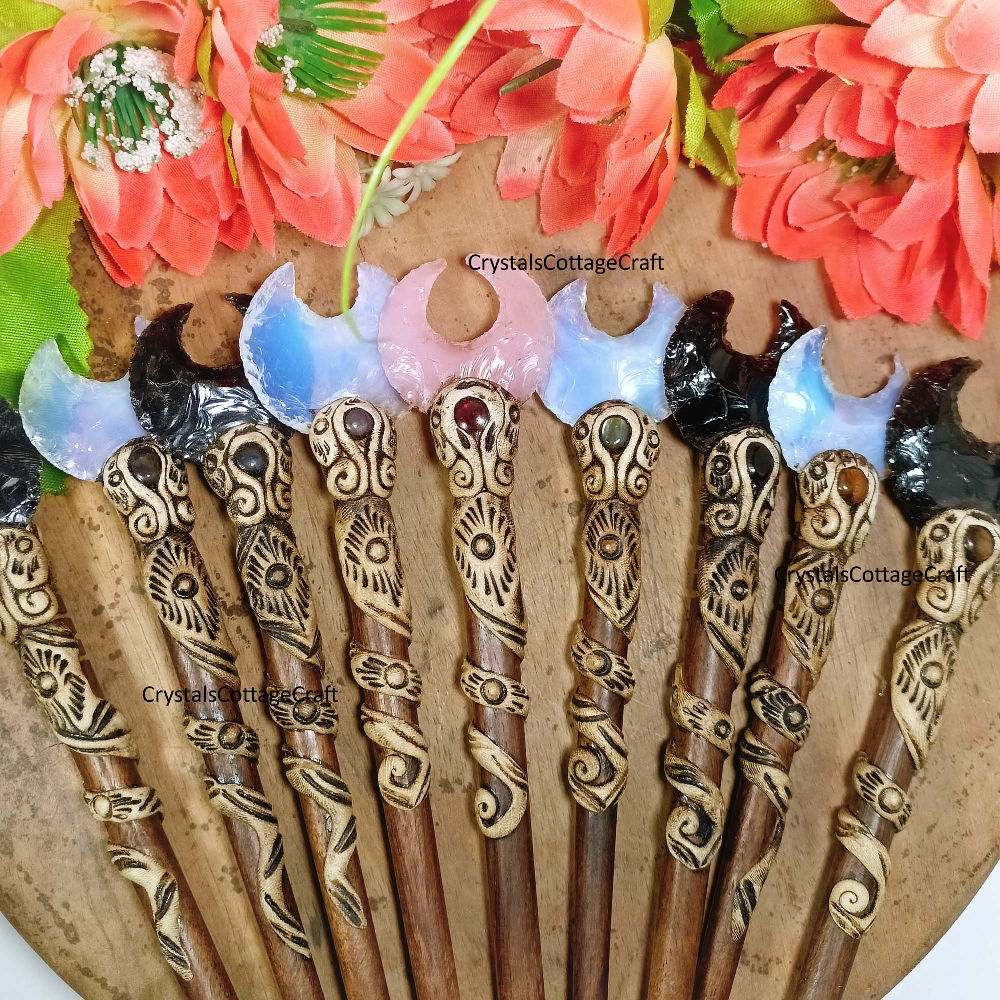 Moon Hair Stick Crescent Moon Shape Hair Stick Crystal Healing - Etsy