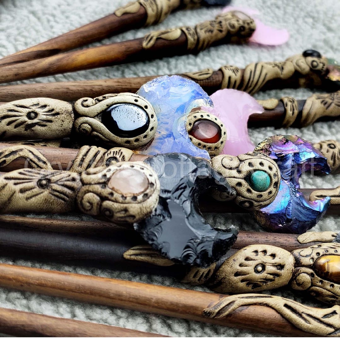 Moon Hair Stick Crescent Moon Shape Hair Stick Crystal Healing Stone ...