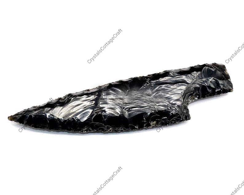 Hand Knapped Black Obsidian Crystal Knife 5.5 Inch - Etsy
