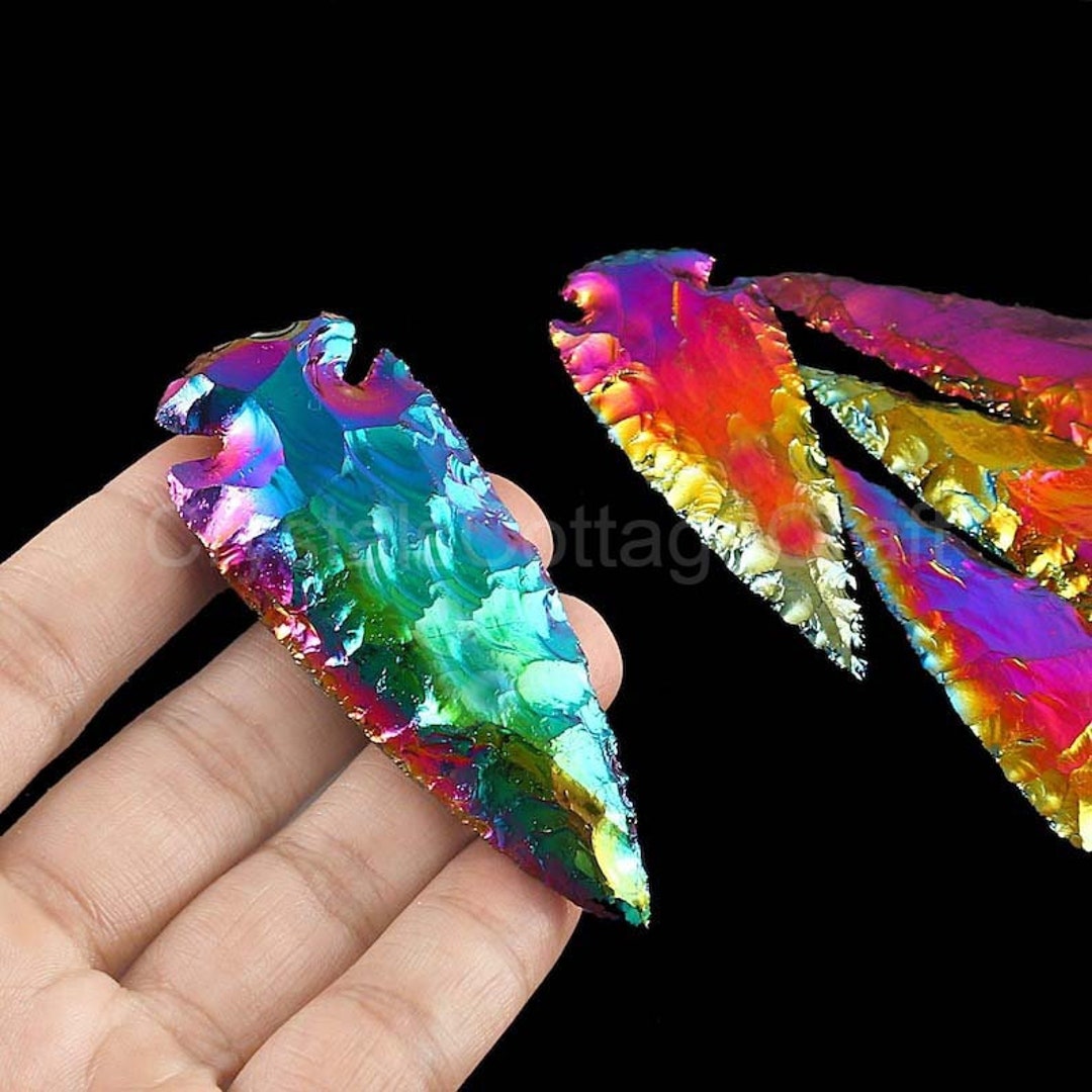 Aura Obsidian Arrowhead, Aura Obsidian Crystal, Crescent Arrowheads ...