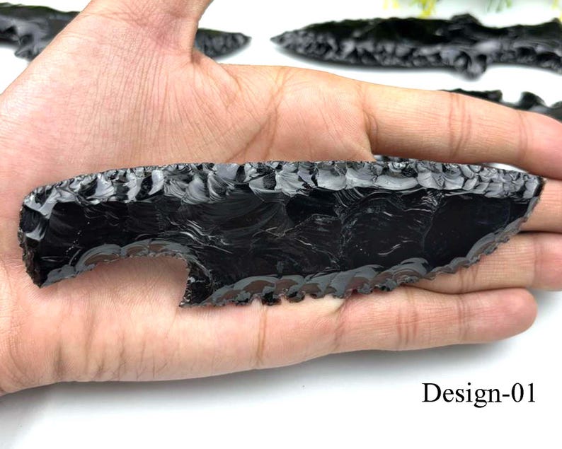 Hand Knapped Obsidian Crystal Knife: 5.5" Athame, Hunting Knife - Etsy