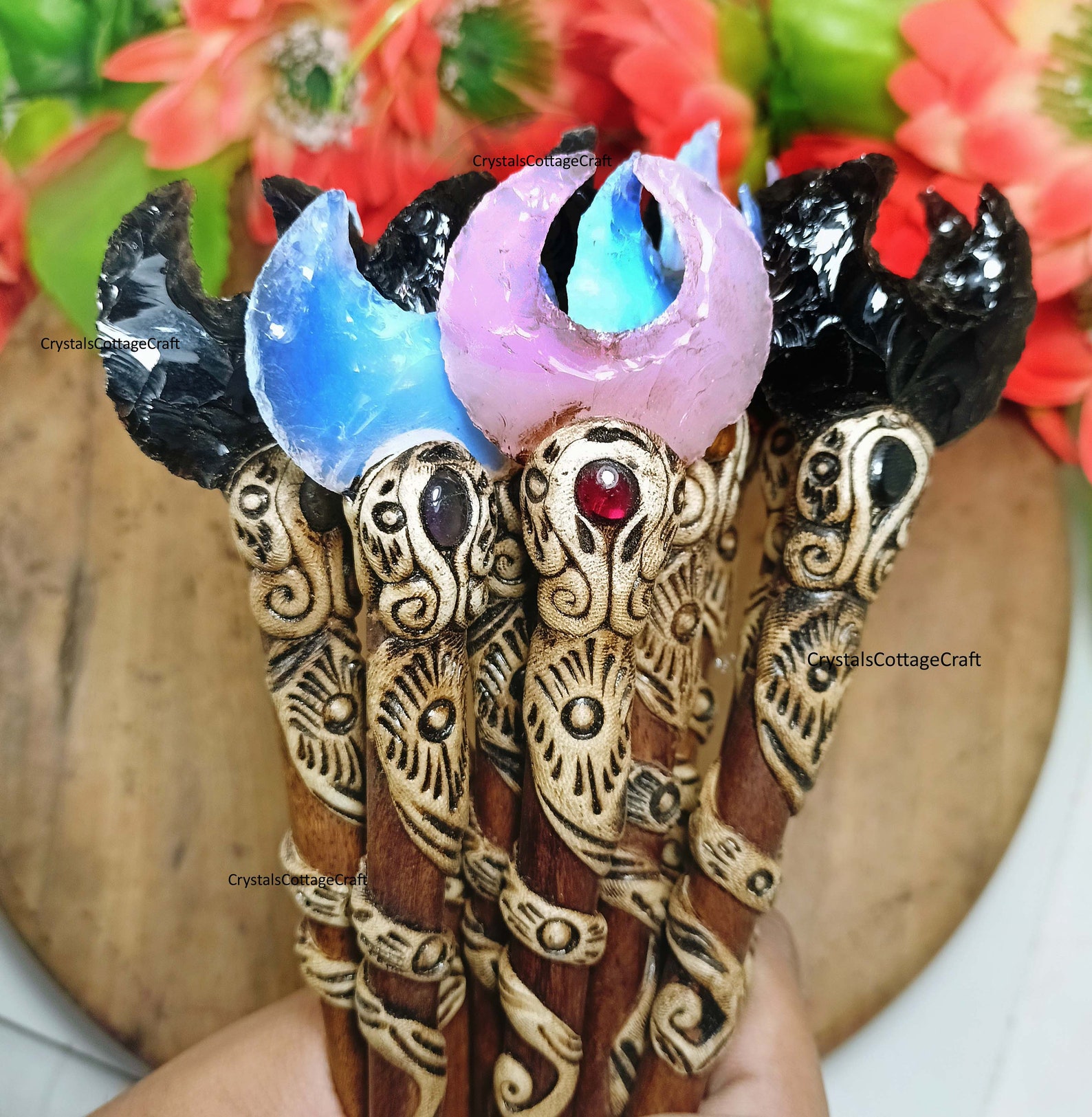 Moon Hair Stick Crescent Moon Shape Hair Stick Crystal Healing - Etsy