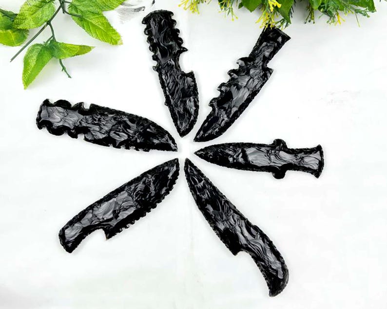 Hand Knapped Obsidian Crystal Knife: 5.5" Athame, Hunting Knife - Etsy