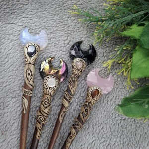 Moon Hair Stick Crescent Moon Shape Hair Stick Crystal Healing Stone ...