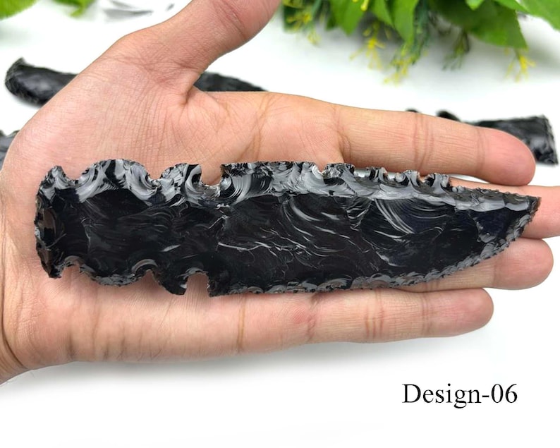 Hand Knapped Obsidian Crystal Knife: 5.5" Athame, Hunting Knife - Etsy