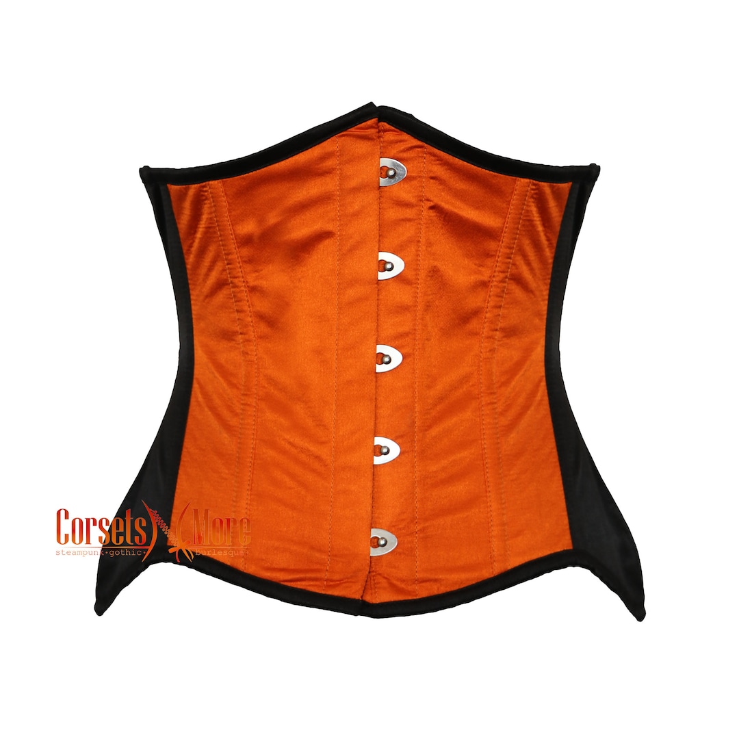 Orange And Black Satin Gothic Underbust Waist Training Corset Halloween Costume Etsy