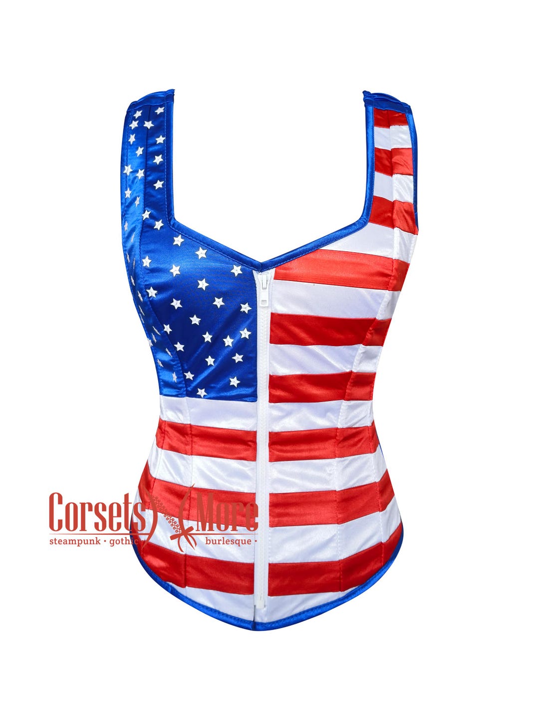 American Flag Corset – Satin Patriotic Overbust Costume Top - Etsy