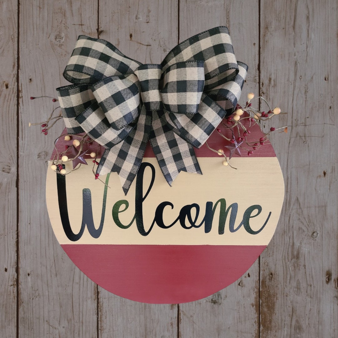 Welcome Primitive Door Hanger - Etsy
