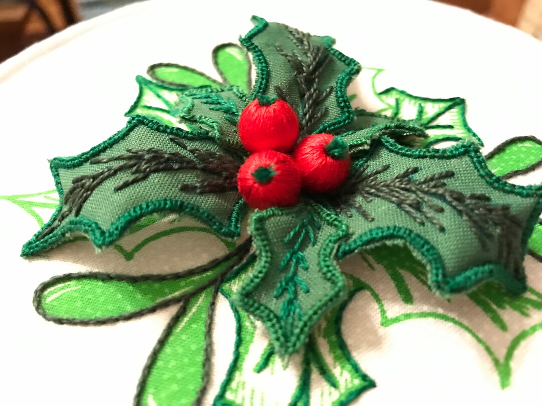 Stumpwork Holly - Etsy