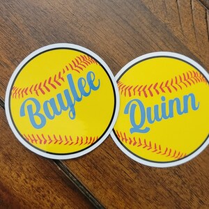Personalized Softball Sticker, Car Decal, Team Stickers, Softball, Name ...