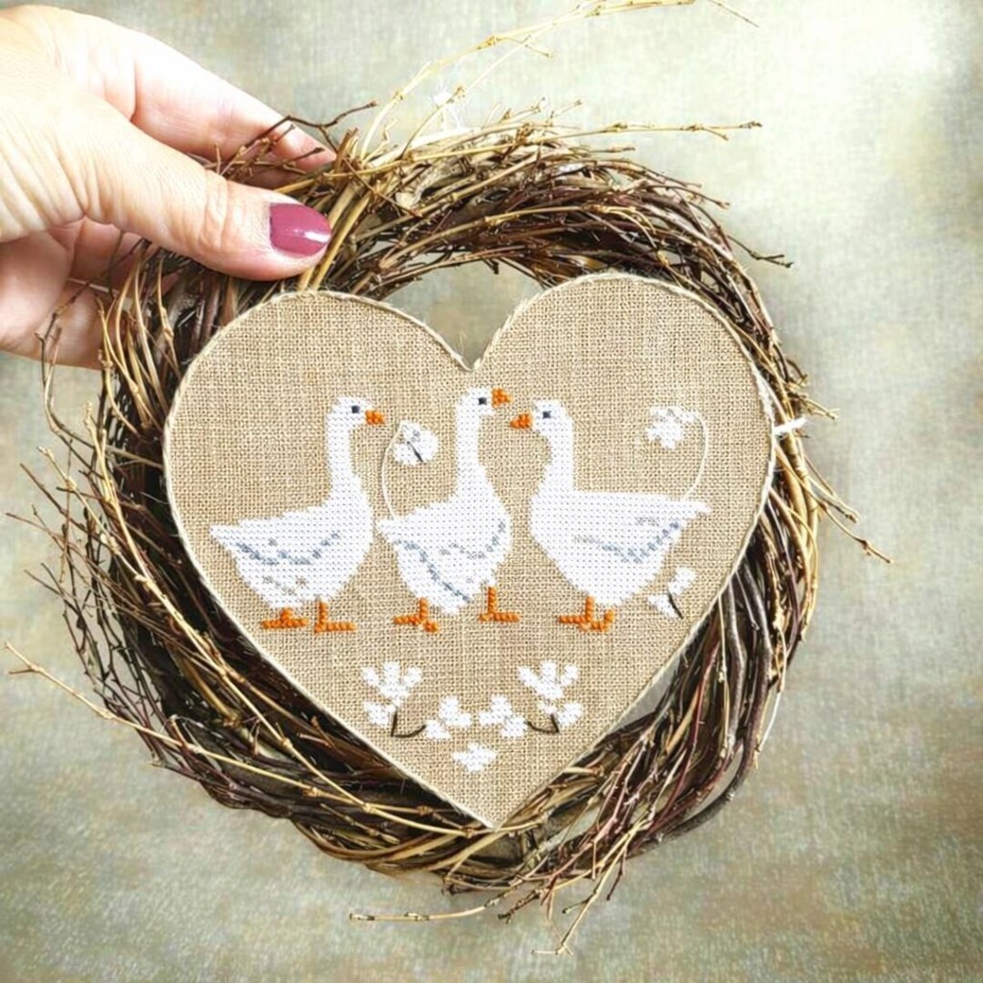 Geese Cross Stitch Pattern PDF | Farm Geese Embroidery Design | Rustic ...