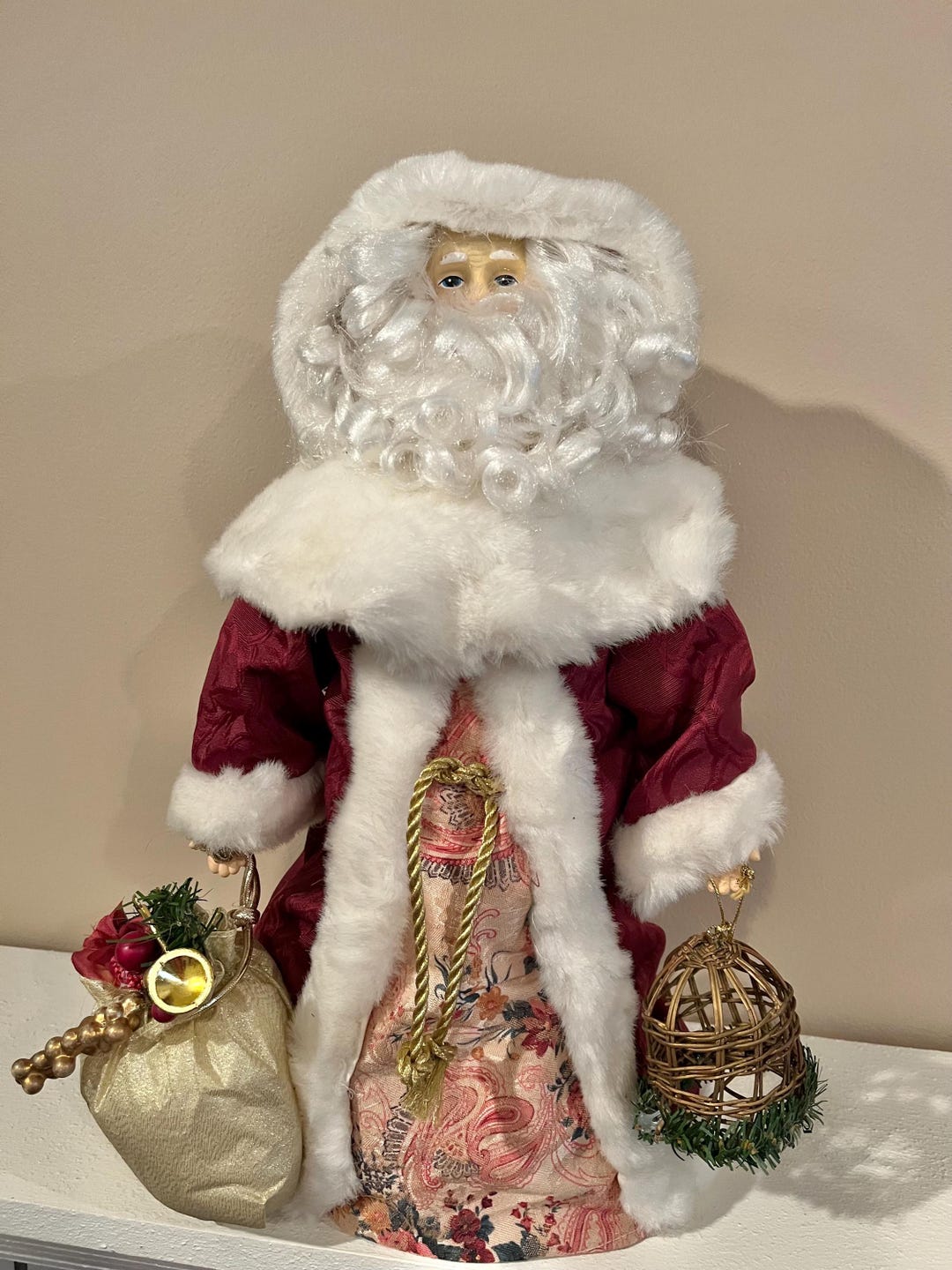 17” Santa Burgundy Robe Tree Topper or Free Standing - Etsy