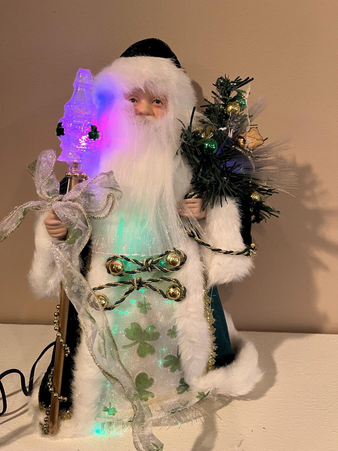 Vintage Kurt S Adler 12 Green Fiber Optic Santa - Etsy