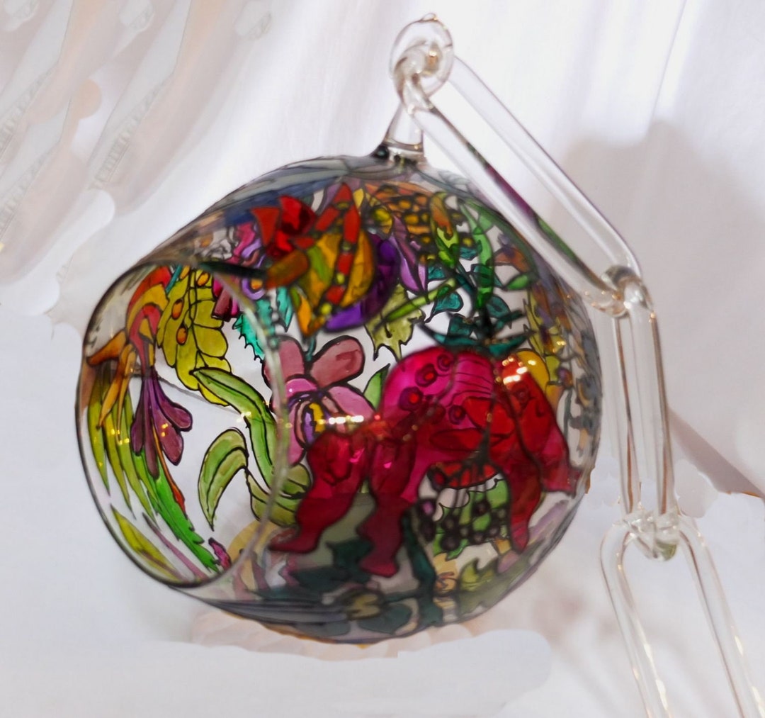 Windlight for Hanging, Mouth Blown, Hand-painted, Link Chain Made of ...