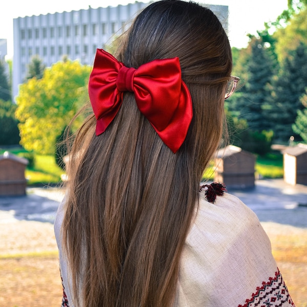 Big Red Hair Bow - Etsy