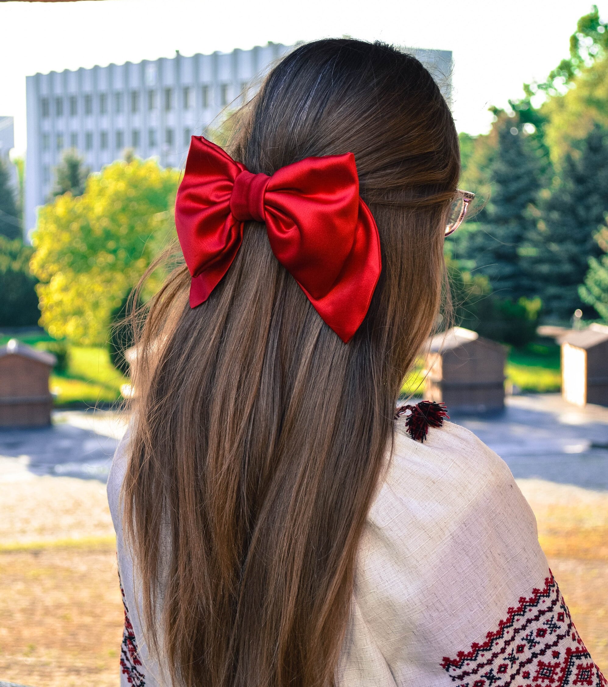 Satin RED Bow-luxury Bows-oversize Bow -long Bows - Hair Tie or ...