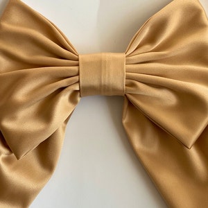 Satin gold Bow-LUXURY BOWS-Oversize Bow Long Bows Hair Tie | Etsy