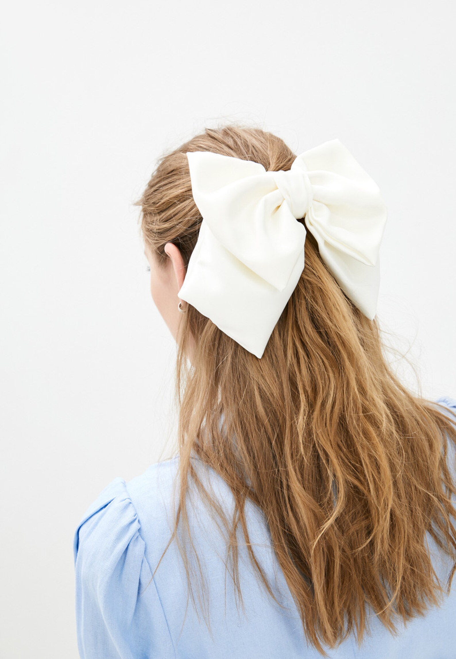 Satin White Bow-luxury Bows-oversize Bow long Bows Hair Tie - Etsy