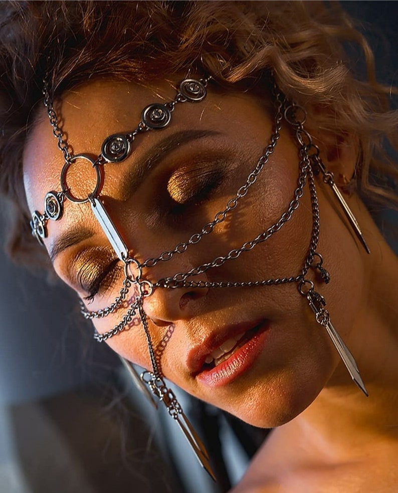 FACE CHAIN by Conanhorde Face Veil Head Chain Burning Man | Etsy